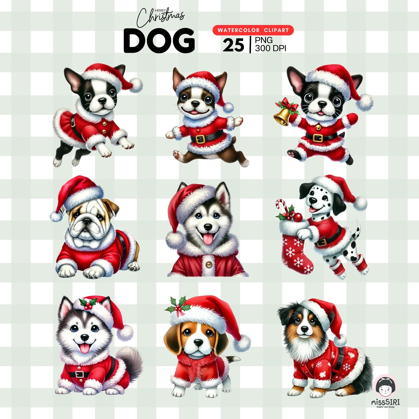 Christmas Dog Clipart Bundle, 25 Watercolor Dog PNG - Etsy