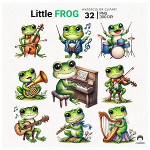 Adorable Watercolor Frog Activities Clipart Set - Etsy