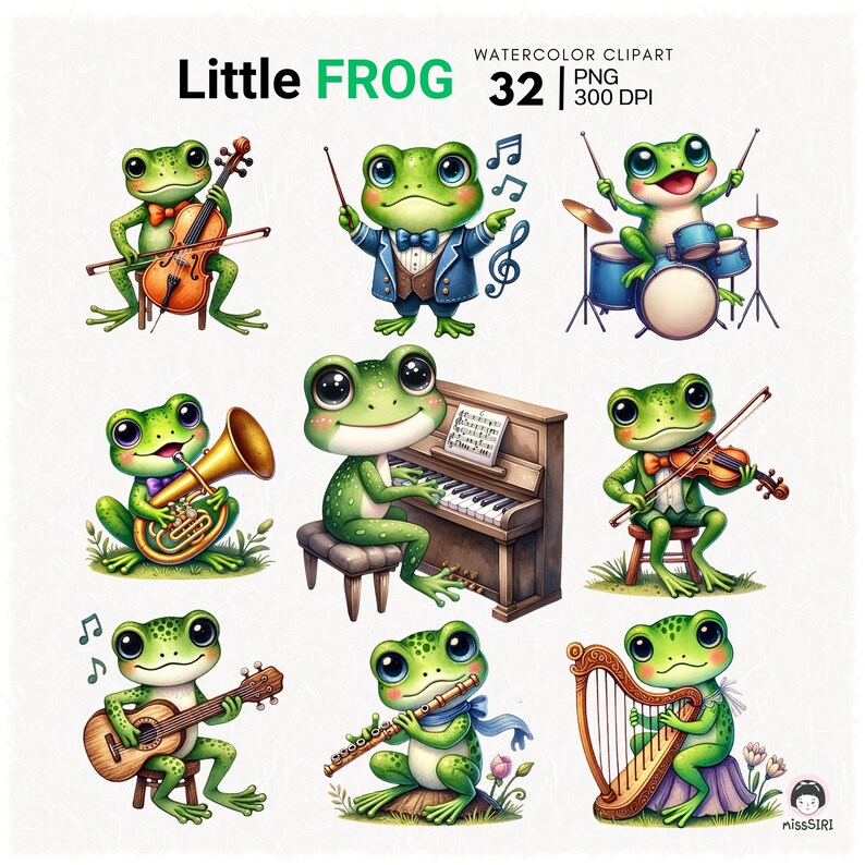 Adorable Watercolor Frog Activities Clipart Set - Etsy