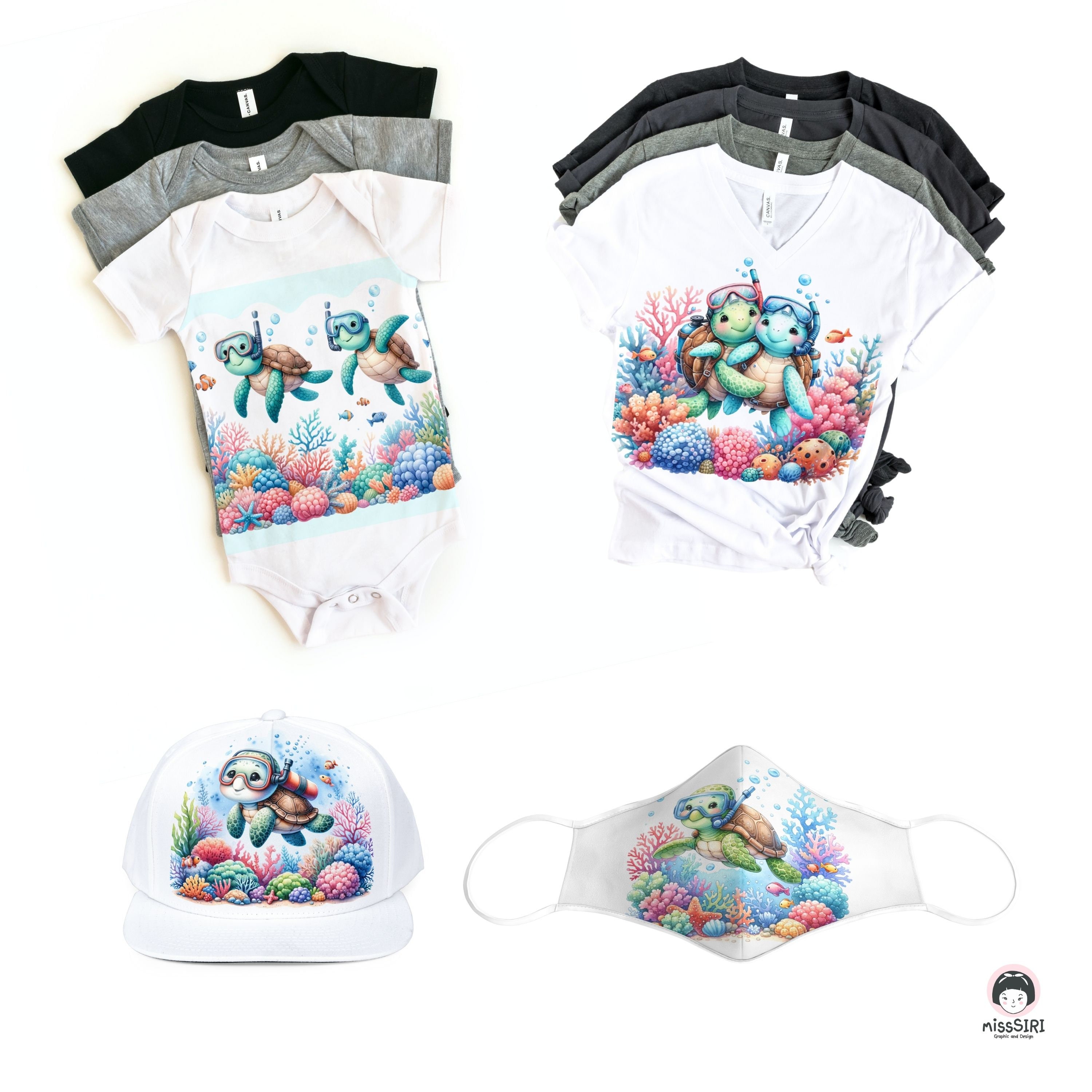 Adorable Scuba Diving Turtle Watercolor Clipart - Etsy