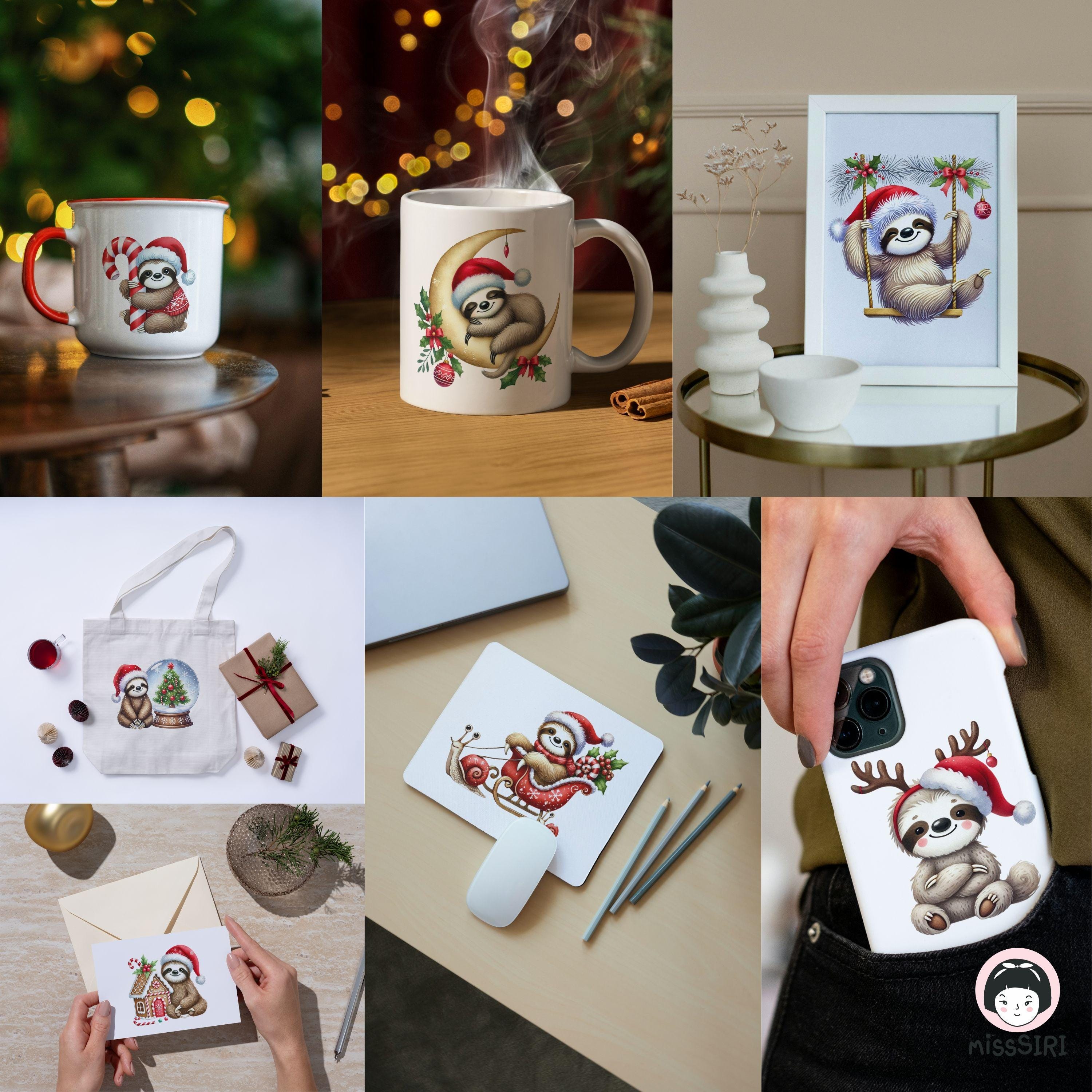Christmas Sloth Clipart Bundle, Watercolor Holiday PNG (41 Files) - Etsy