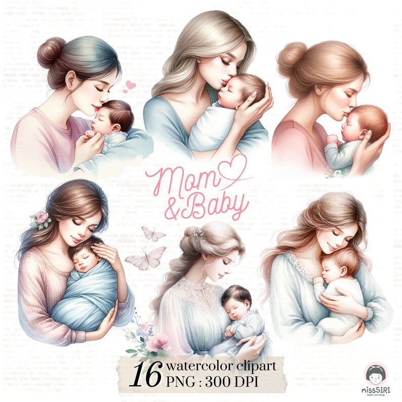Mother and Baby Watercolor Clipart Series. - Etsy