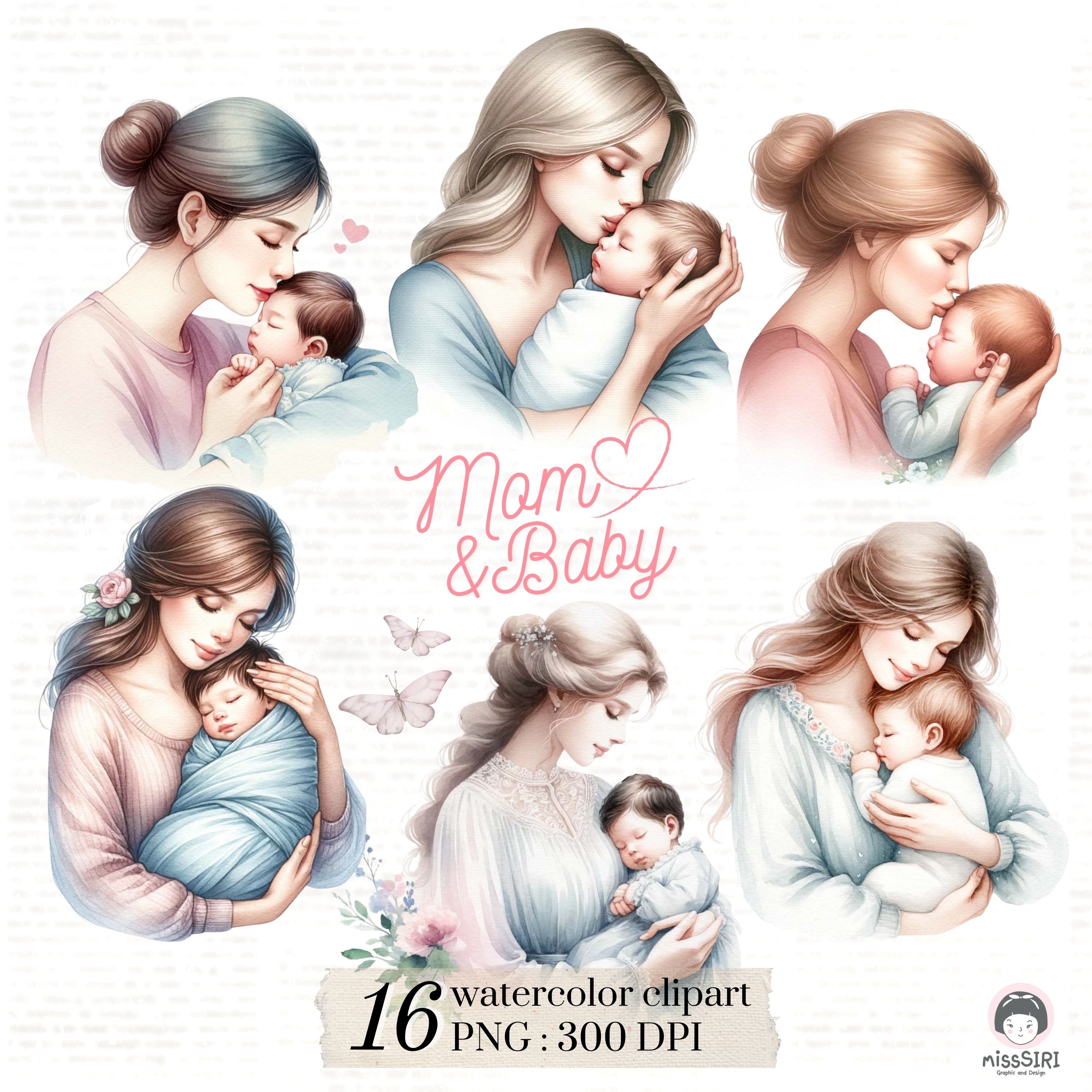Mother and Baby Watercolor Clipart Series. - Etsy