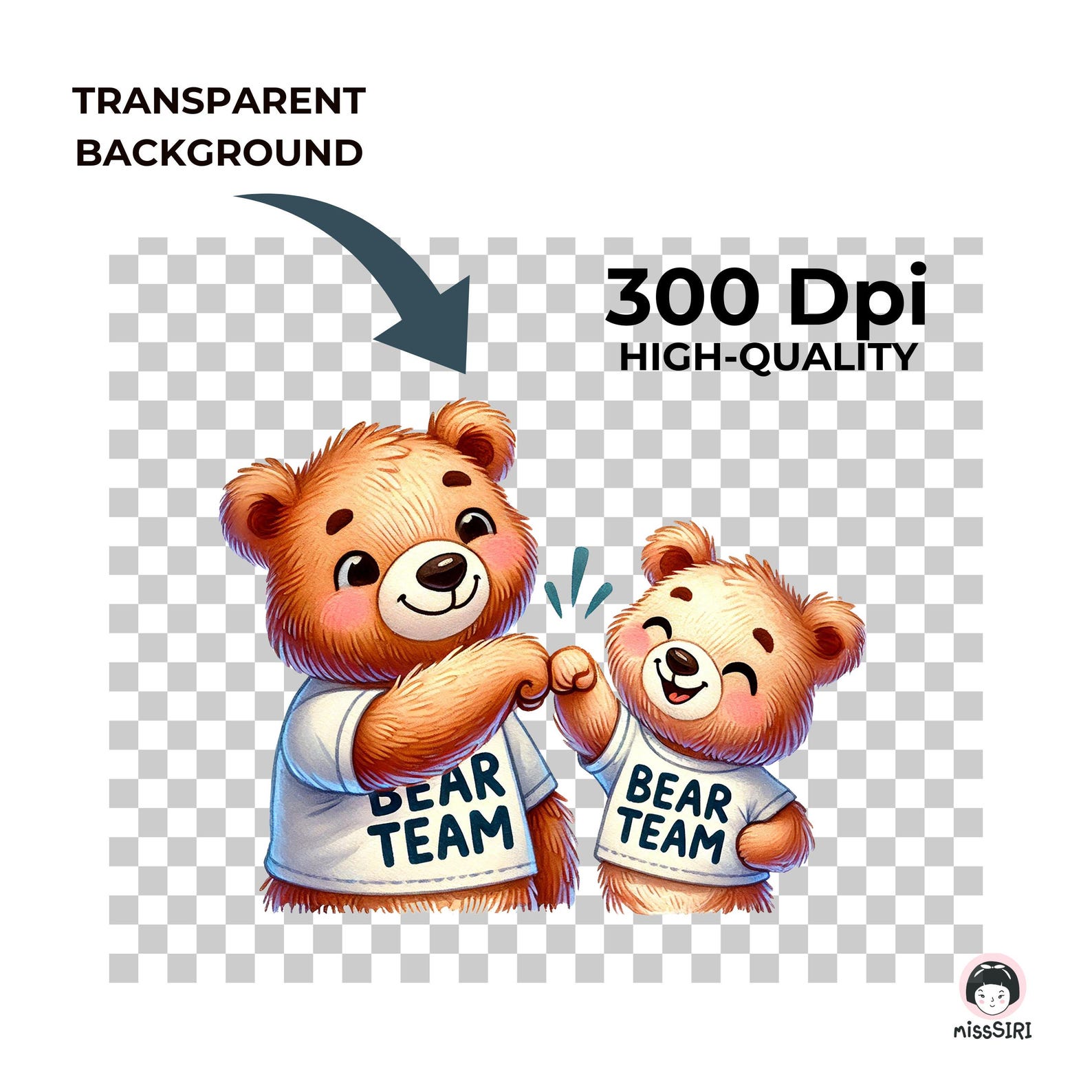 Father’s Day Bear Clipart Set | 27 Watercolor Pngs of Dad and Baby ...