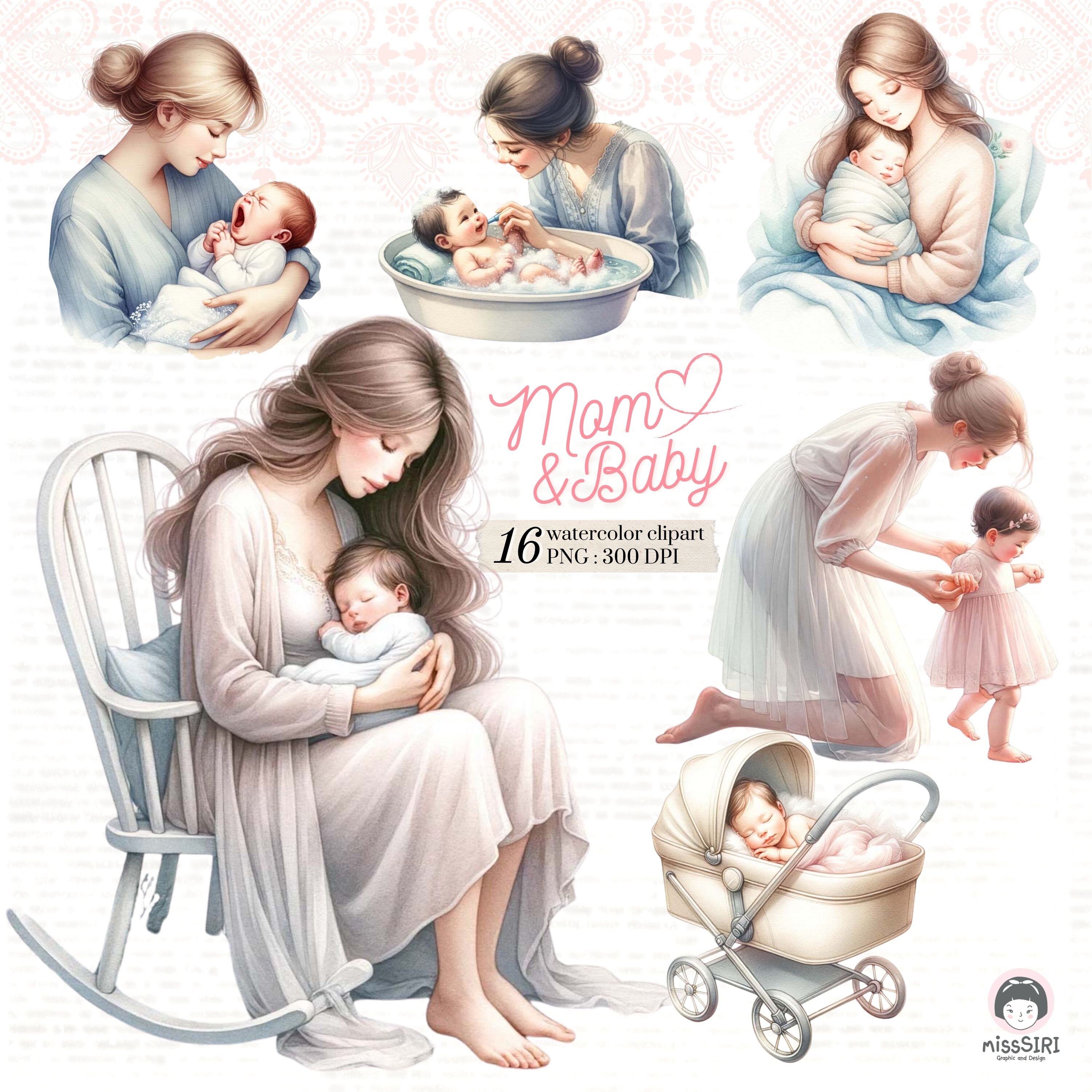 Mother and Baby Watercolor Clipart Series. - Etsy