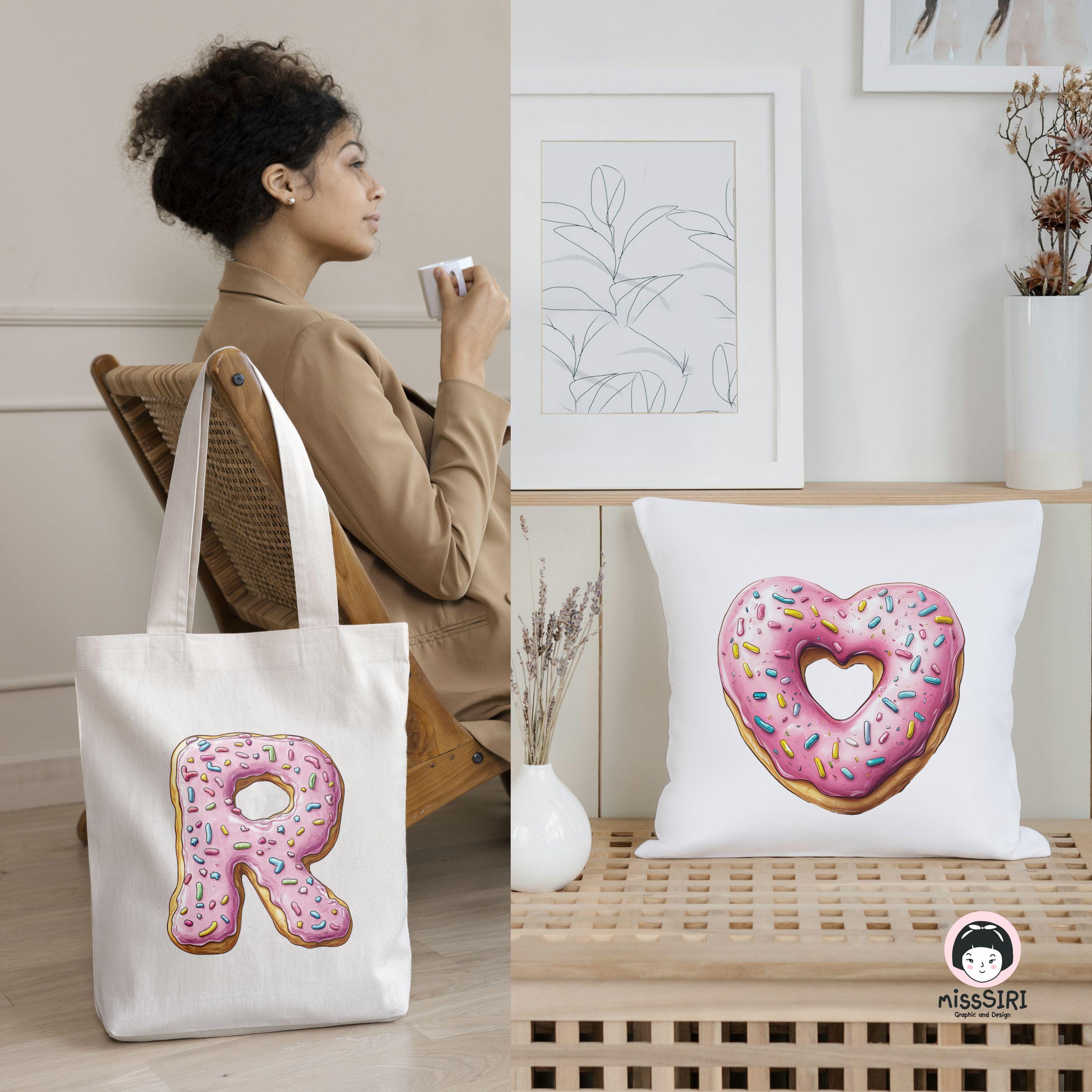 Doughnut Alphabet Watercolor Clipart – 38 PNG Sweet Pink Frosted ...