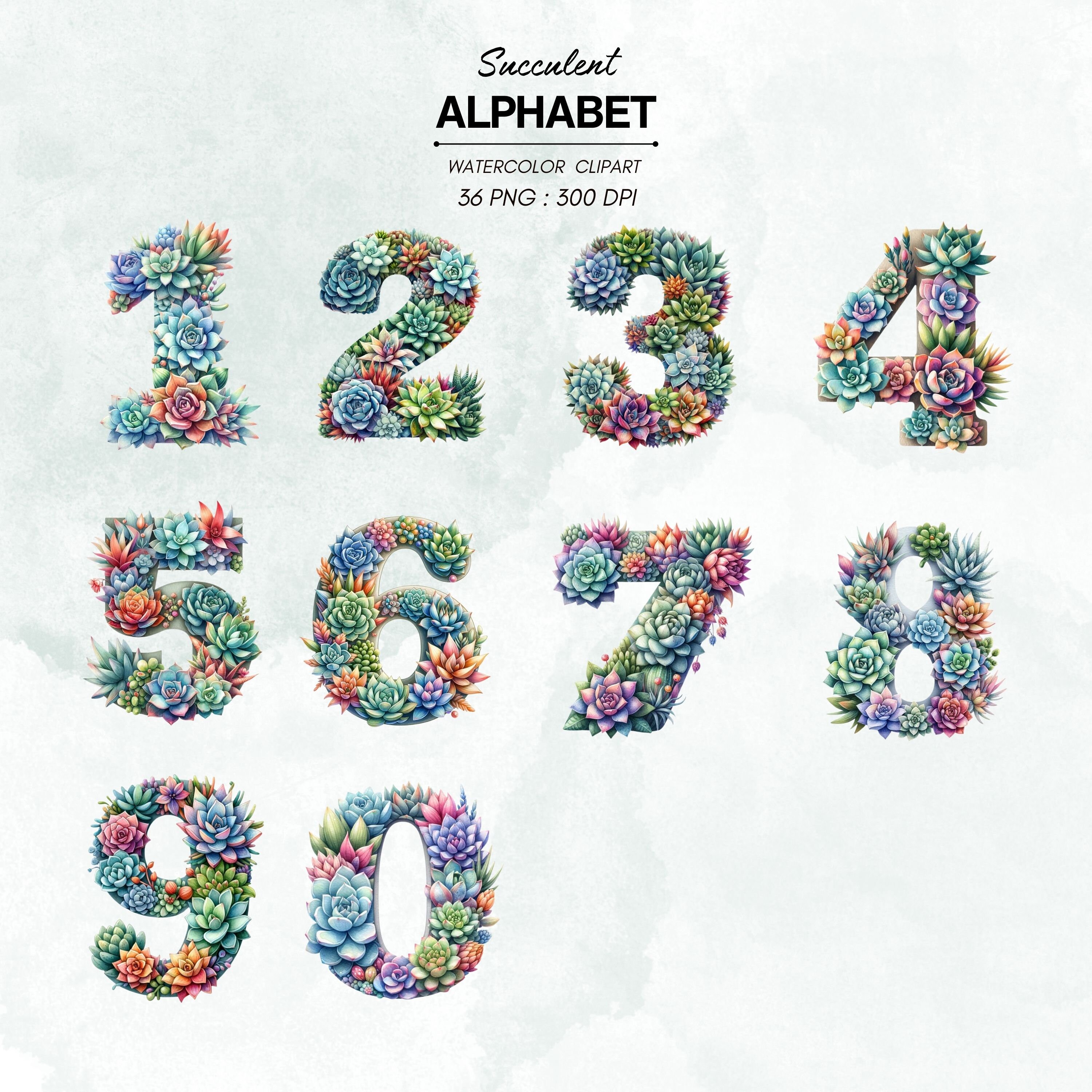 Succulent Watercolor Alphabet Clipart Set - Etsy