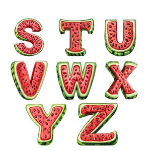 Watermelon Alphabet Clipart Set | 36 Watercolor Pngs of Juicy Letters ...
