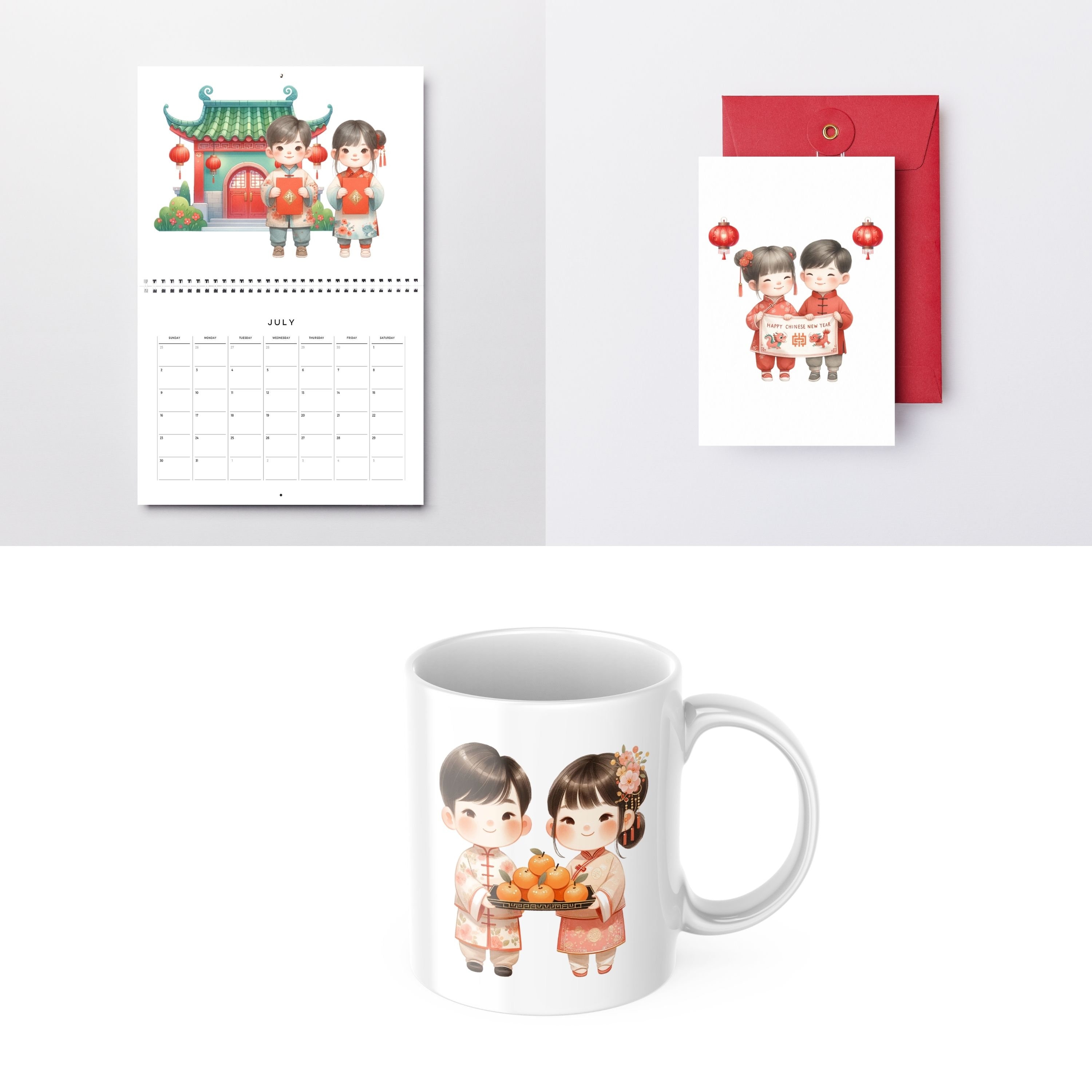 Chinese New Year Watercolor Clipart. - Etsy