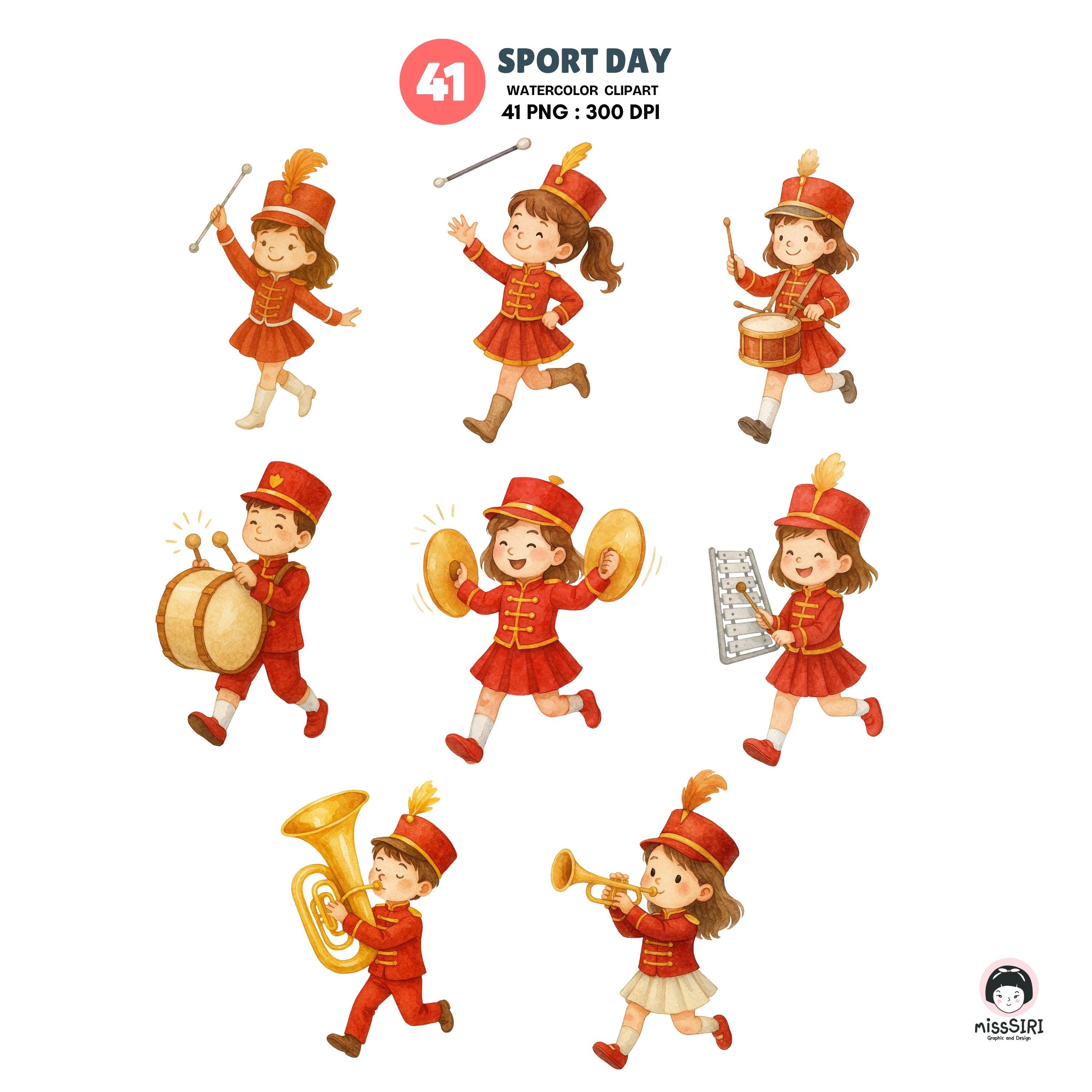 Sport Day Watercolor Clipart Bundle for Kids Games, School Event PNG ...