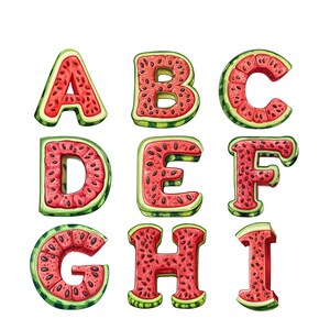 Watermelon Alphabet Clipart Set | 36 Watercolor Pngs of Juicy Letters ...
