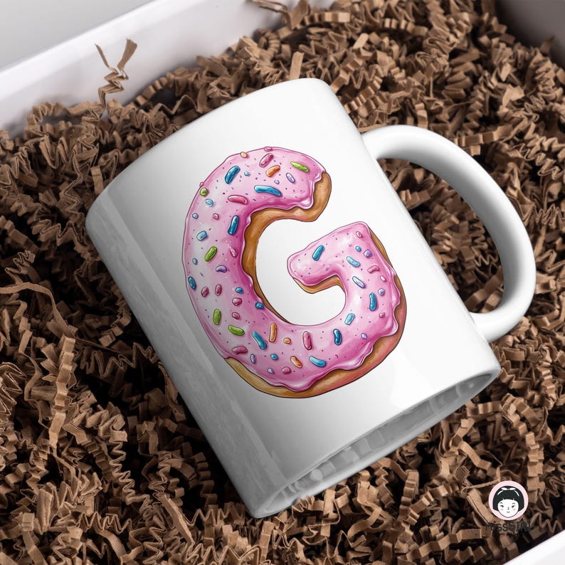 Doughnut Alphabet Watercolor Clipart – 38 PNG Sweet Pink Frosted ...