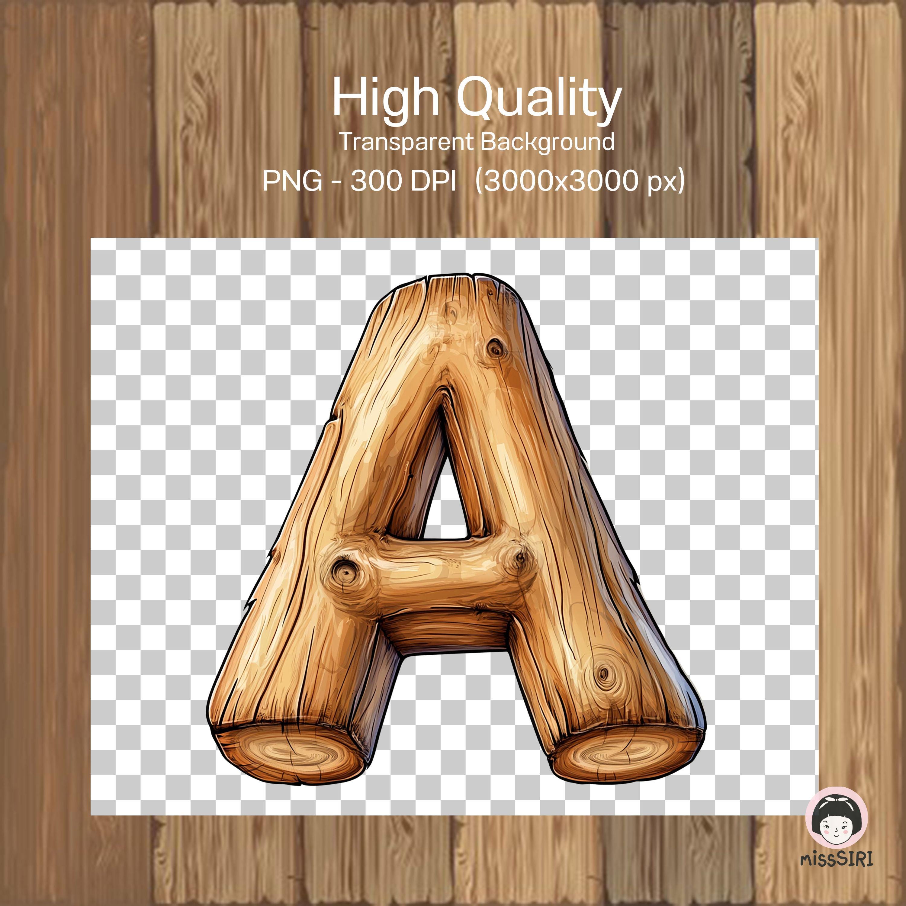 Rustic Wood Alphabet Clipart Set – Watercolor Letters & Numbers – 36 ...