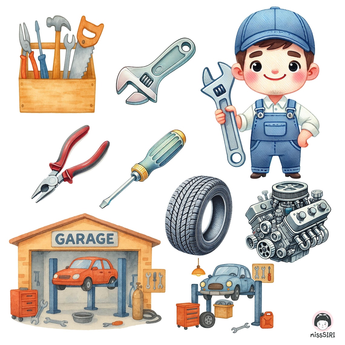 Dream Jobs Watercolor Clipart Bundle for Kids Career Theme, 55 PNG ...