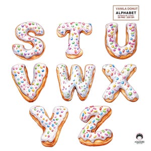 Vanilla Donut Alphabet Clipart Set | 38 Sweet Watercolor Letters and ...