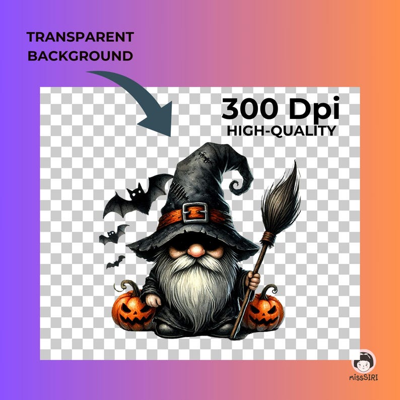 Halloween Gnome Clipart Set | 27 Watercolor Pngs of Spooky Gnomes With ...