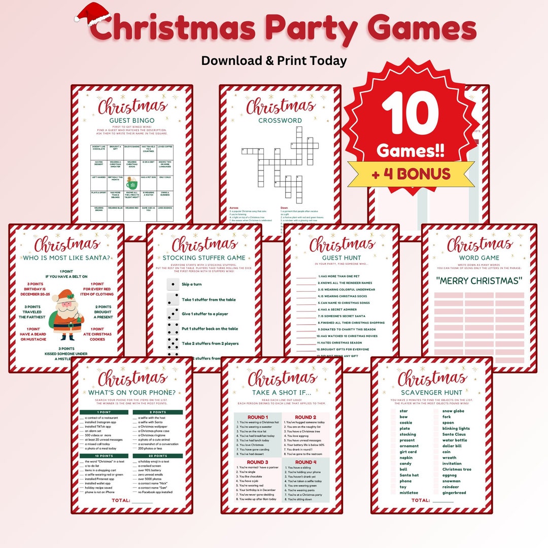 Christmas Party Games Printable Bundle - Digital Download for Holiday ...