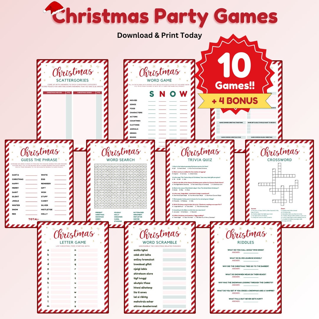 Christmas Party Games Printable Bundle Digital Download for Holiday Fun ...