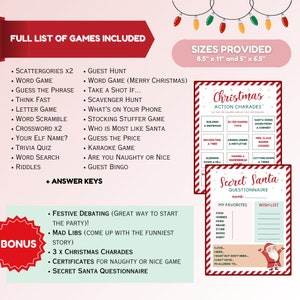 Christmas Party Games Printable Bundle - Digital Download for Holiday ...