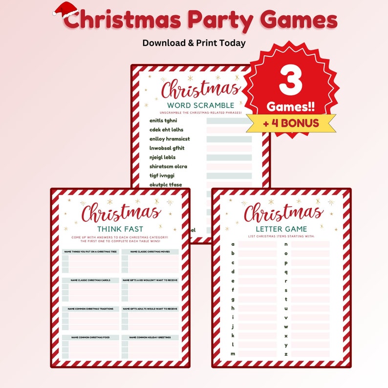 Christmas Party Games Printable Bundle Digital Download for - Etsy
