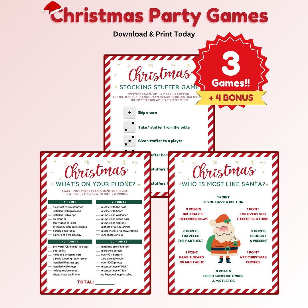 Christmas Party Games Printable Bundle Digital Download for Holiday Fun ...