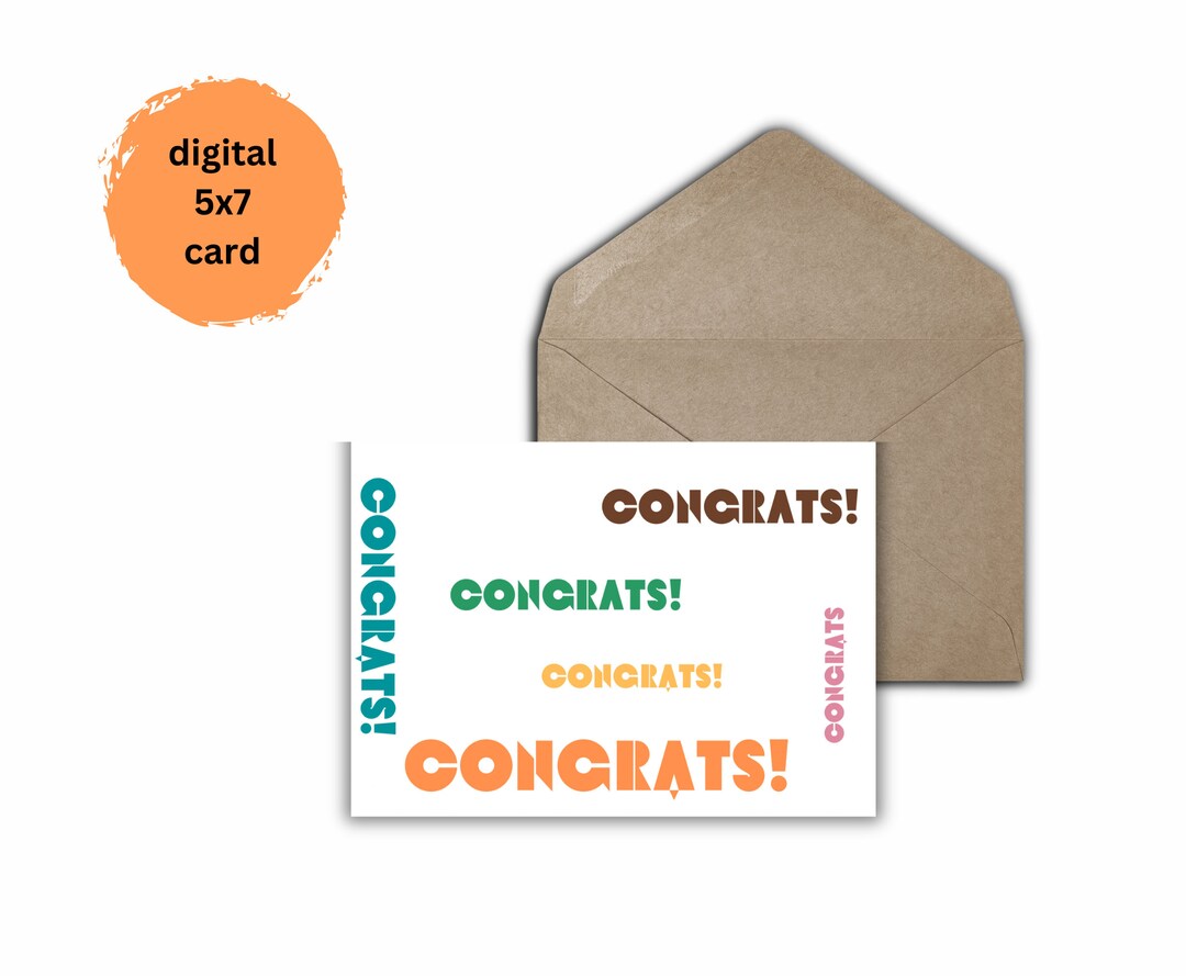 Printable Congratulations Card, Congrats Card, Digital Congratulations ...