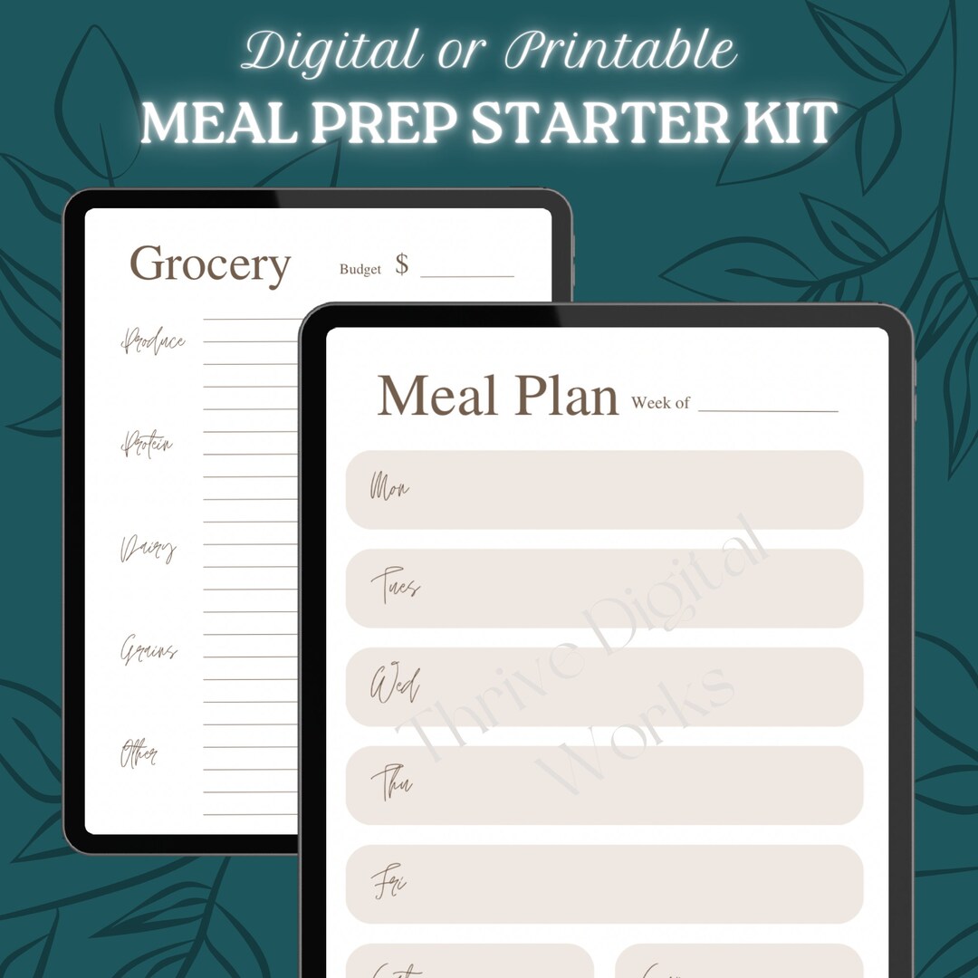 Digital Printable Meal Planner - Weekly Meal Prep & Grocery List! - Etsy