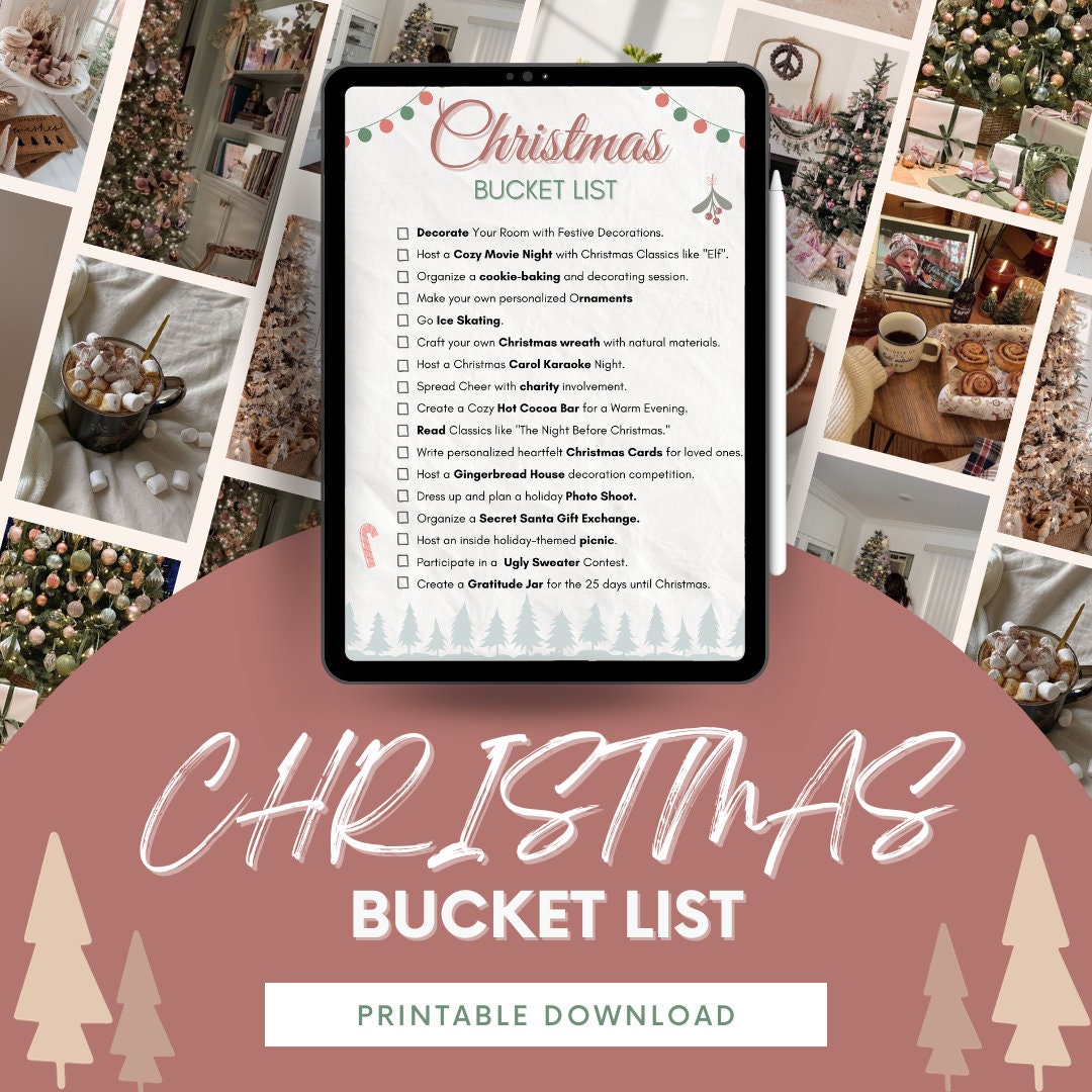 Christmas Bucket List for Christmas Activities Digital File - What to ...