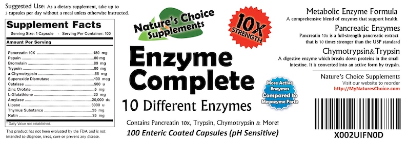 Enzyme Complete 10x Pancreatic Formula - Etsy