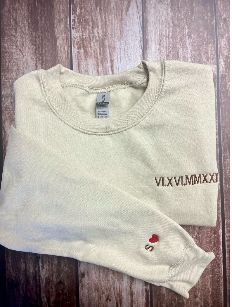 Custom Embroidered Roman Numeral Sweatshirt, Couple Shirt Initial on ...