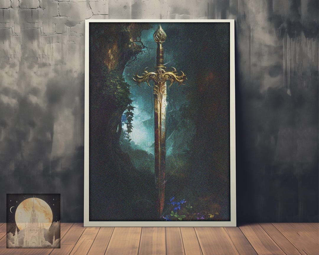 Silver Longsword - Dark Fantasy Wall Art - Medieval Fantasy Poster ...