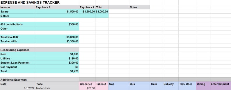 Expense and Savings Tracker - Etsy