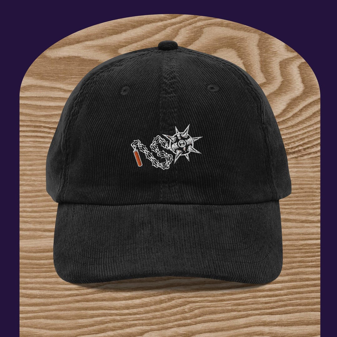 Morning Star Steel Mace Inverted White Oultine Vintage Corduroy Cap - Etsy