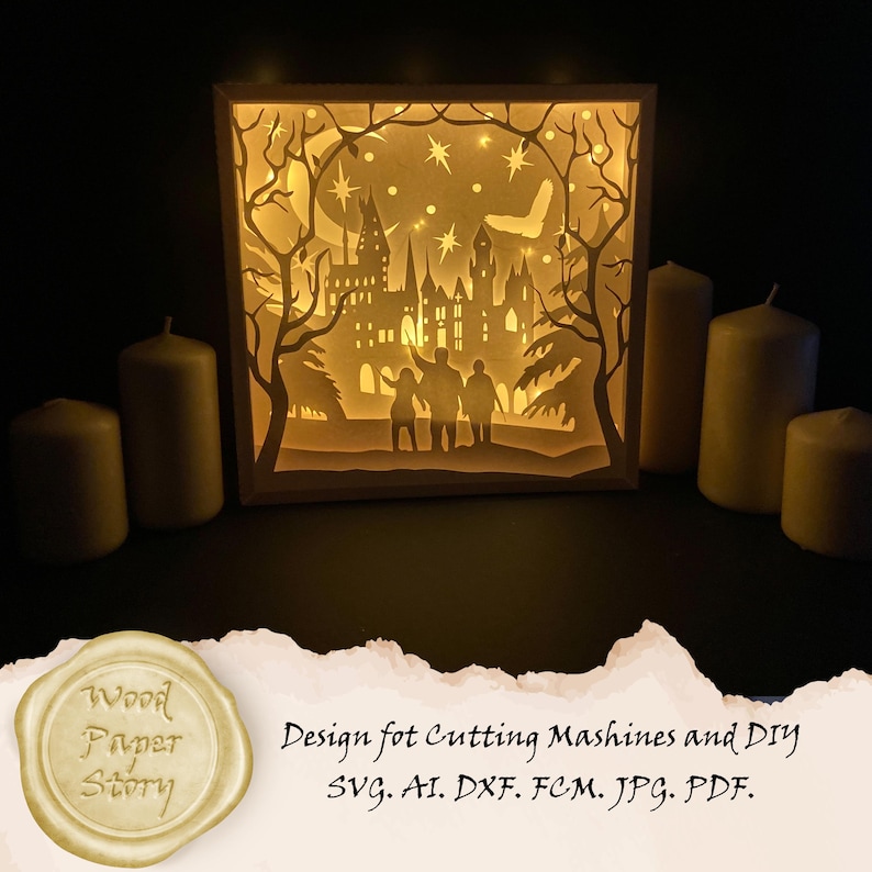 Wizard School Lightbox SVG, Magic Shadow Box 3D SVG, Wizard Lightbox ...