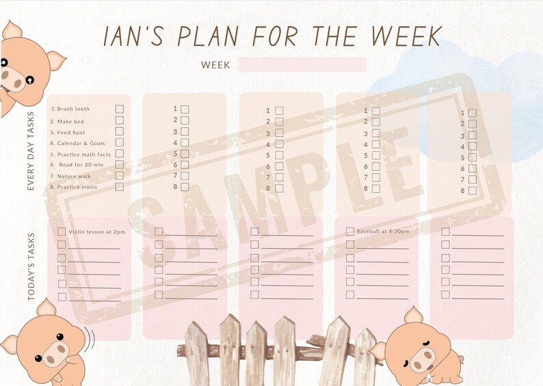 Customized Pig to Do List for Homeschool or Daily Tasks for Kids! Add ...
