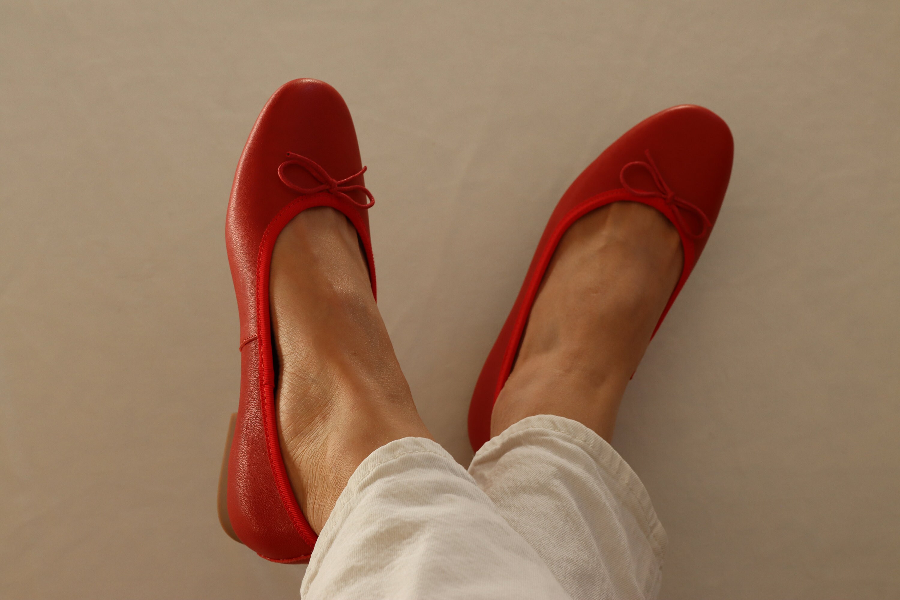 Handmade Red Leather Ballerinas: Pointed Ballet Flats - Etsy
