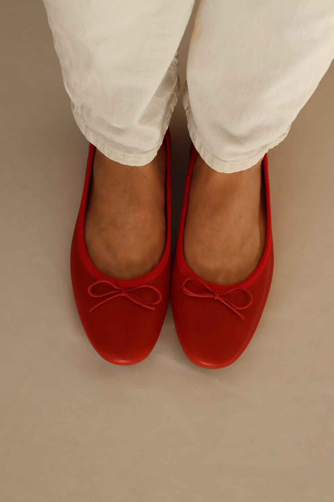 Handmade Red Leather Ballerinas: Pointed Ballet Flats - Etsy