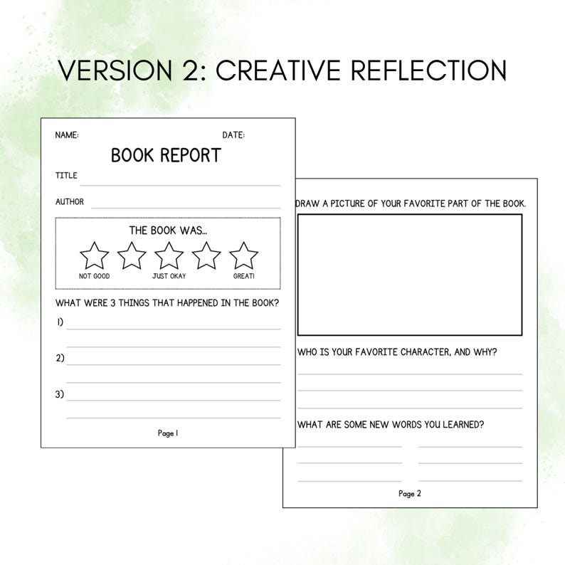 Book Report Worksheet | Simple Template | Printable Reading Journal ...