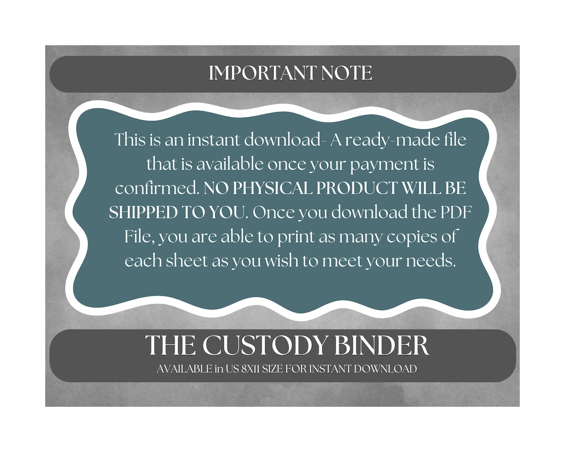 Child Custody Binder, Printable Planner for Single Moms and Single Dads ...