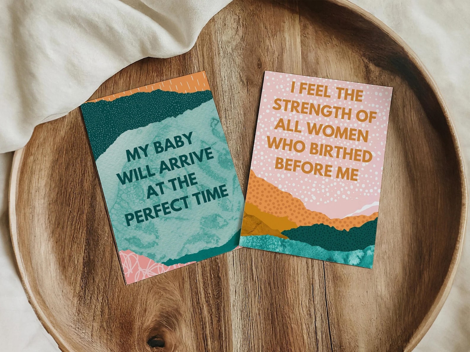 24 Birth Affirmation Cards Printable With Colorful Landscape Art ...