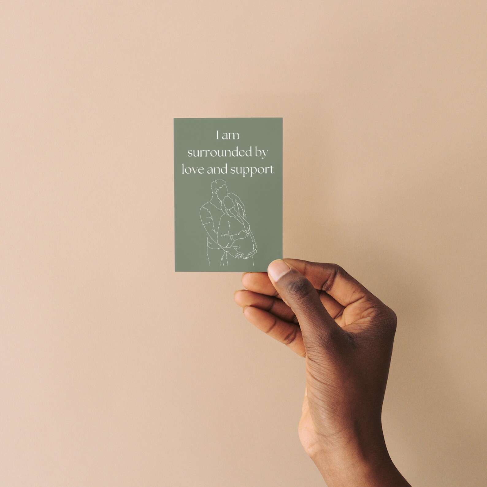 27 Birth Affirmation Cards Printable With Pregnancy Line-art | Green ...