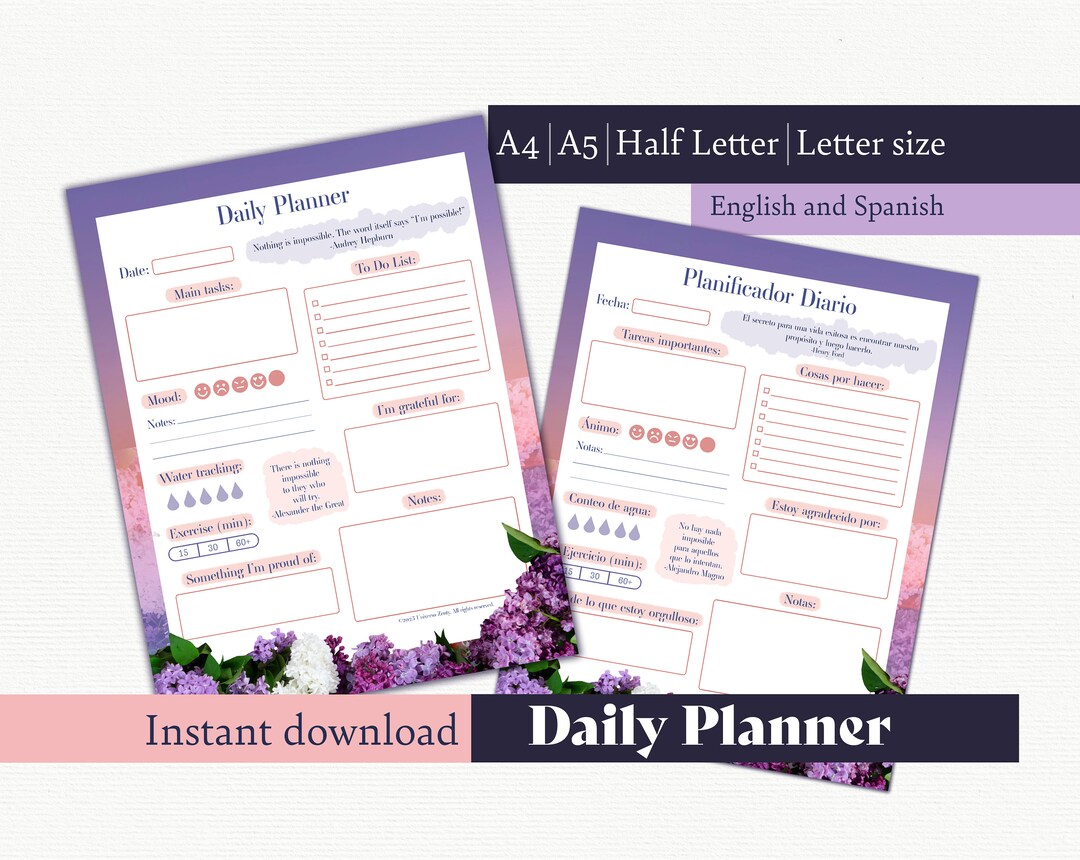 Daily Planner Printable Template, Habit Tracker, to Do List, Daily ...