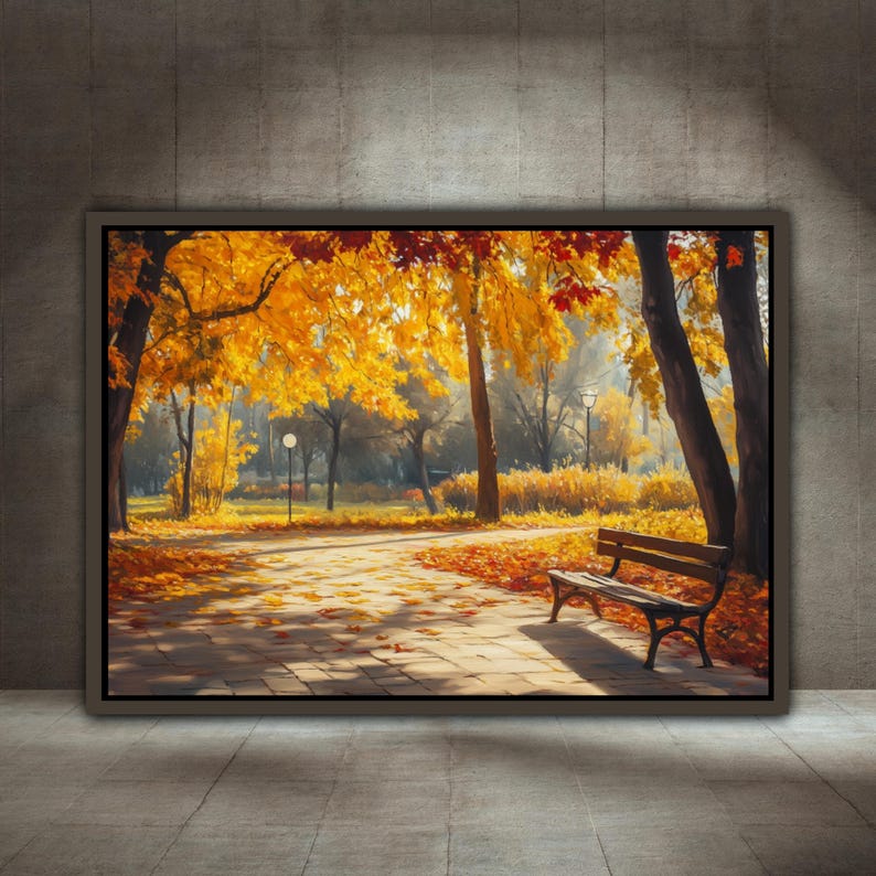 Fall Park Autumn Print, Digital Download Art, DIY Wall Decor, Autumn ...