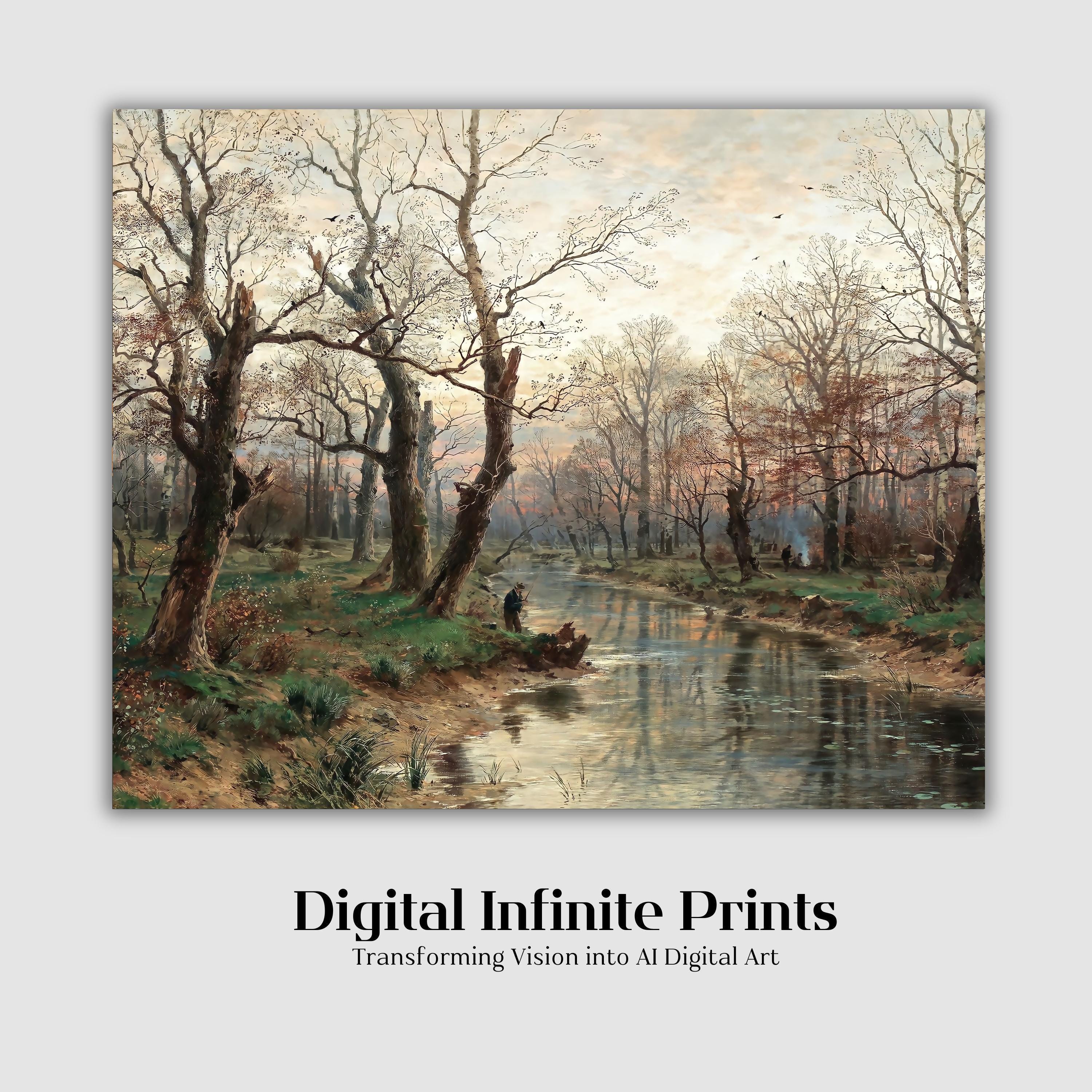 Rustic Landscape Digital Art Download, Serene Nature Scene Print ...