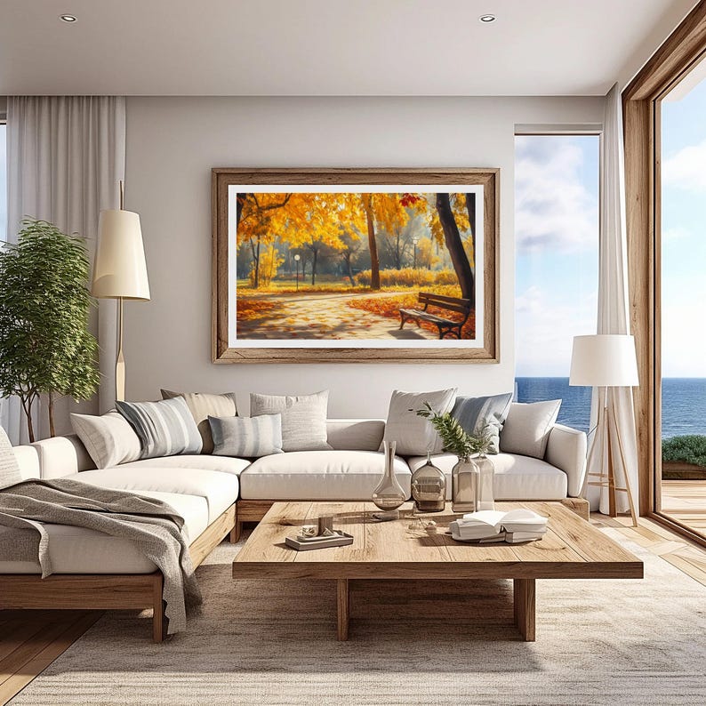 Fall Park Autumn Print, Digital Download Art, DIY Wall Decor, Autumn ...