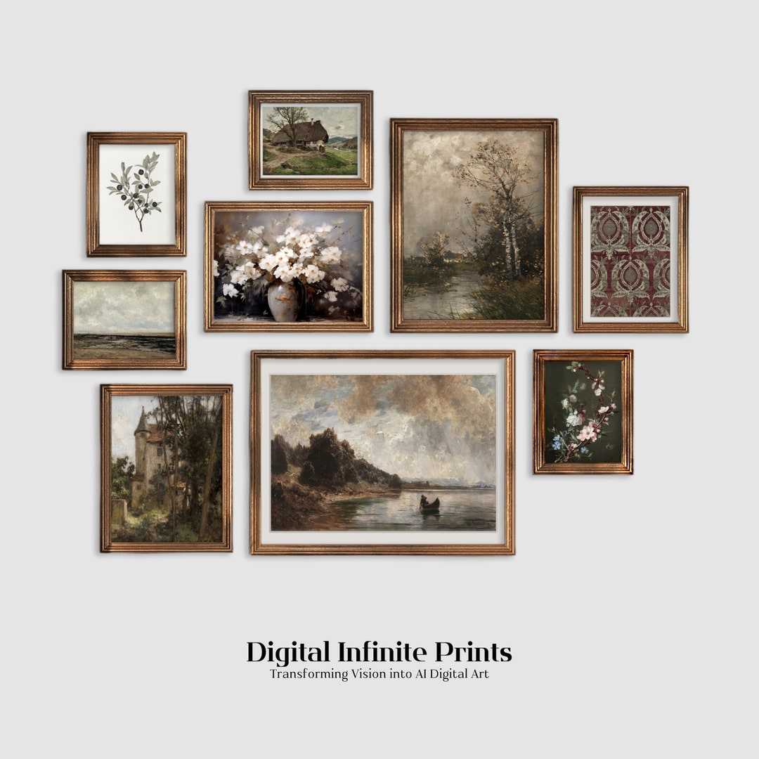 Vintage Digital Download Art Set, Antique Wall Art Collection, Digital ...