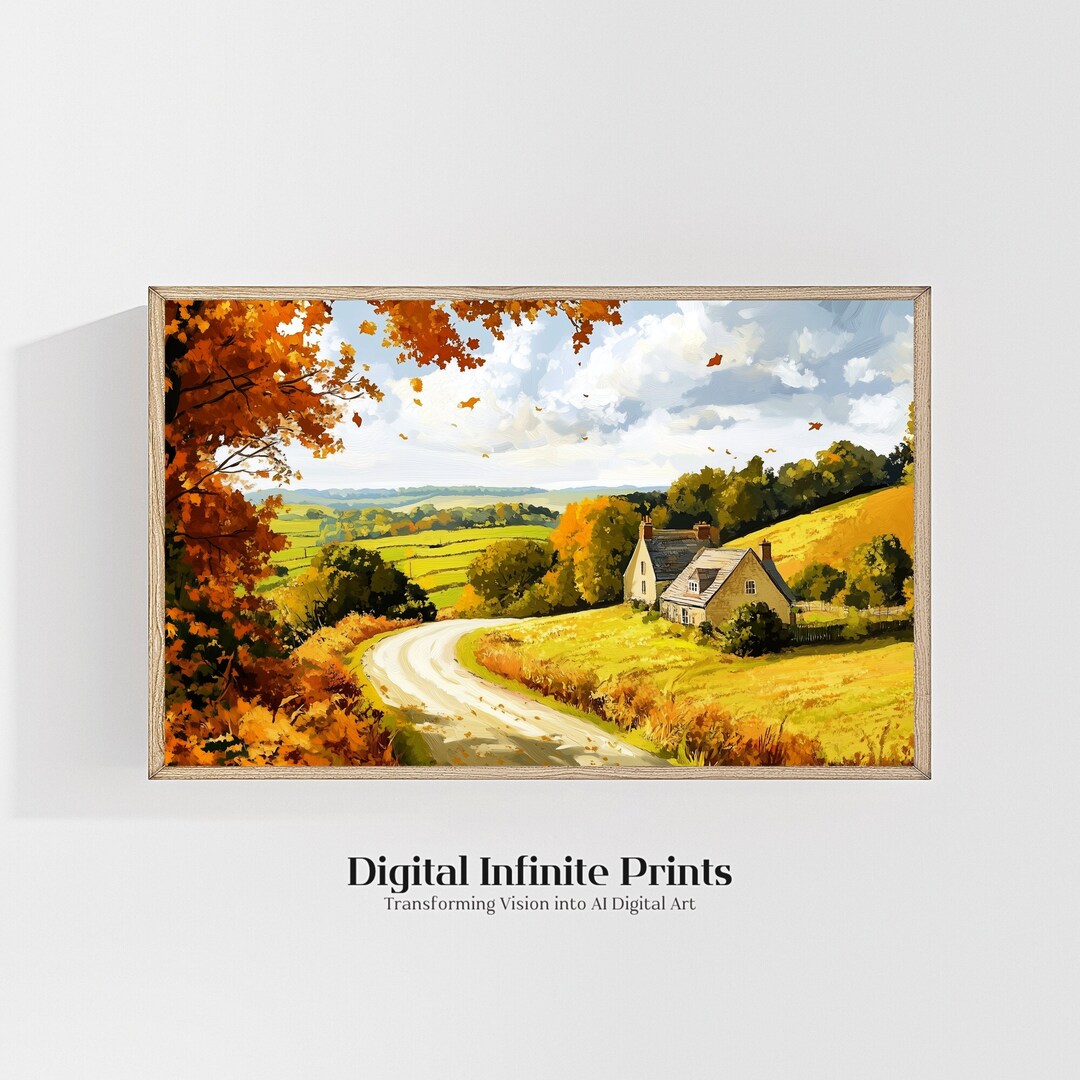Autumn Country Road Digital Download Art Print, Fall Foliage Landscape ...