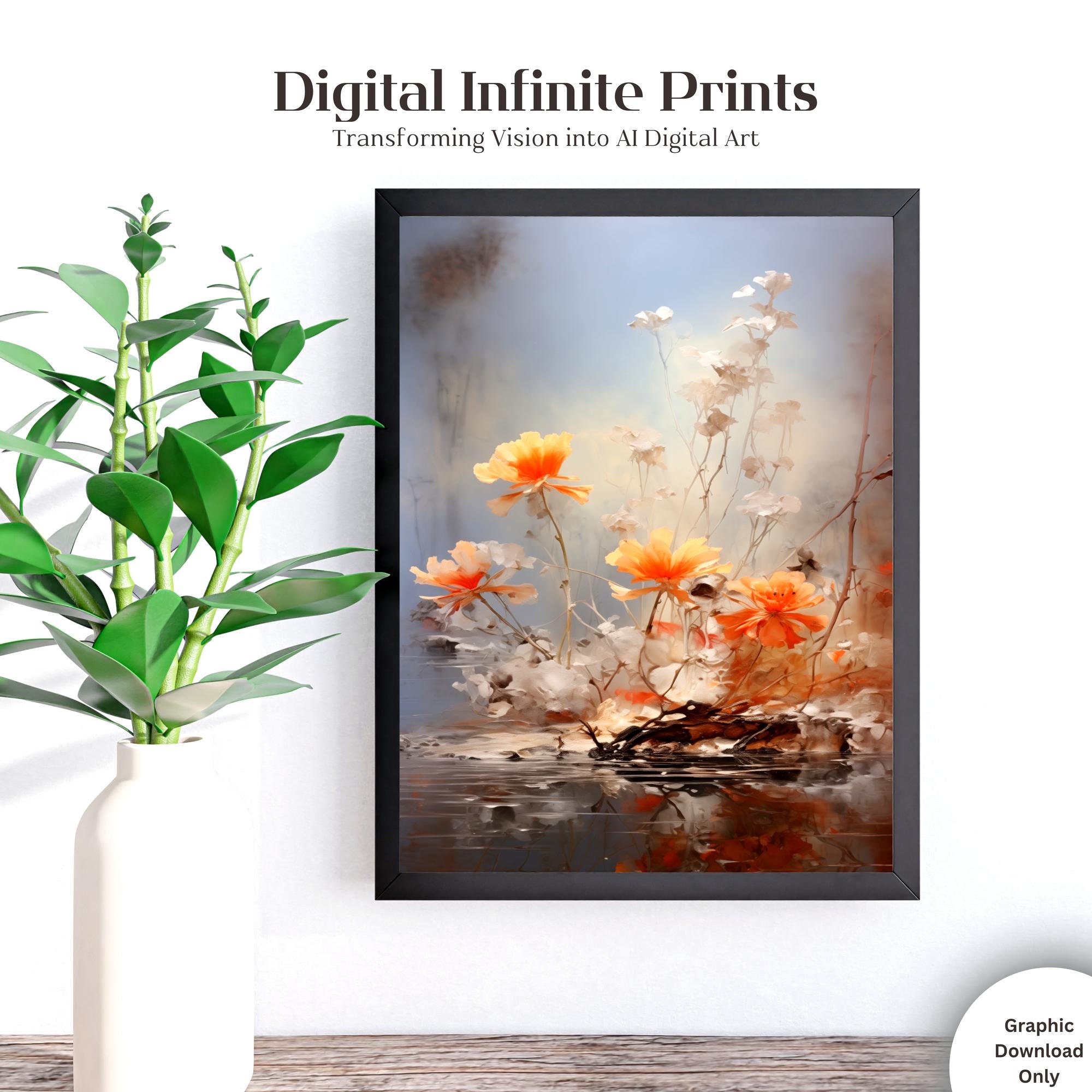 Floral Digital Print, AI Generated Wall Art, Nature Inspired Decor ...
