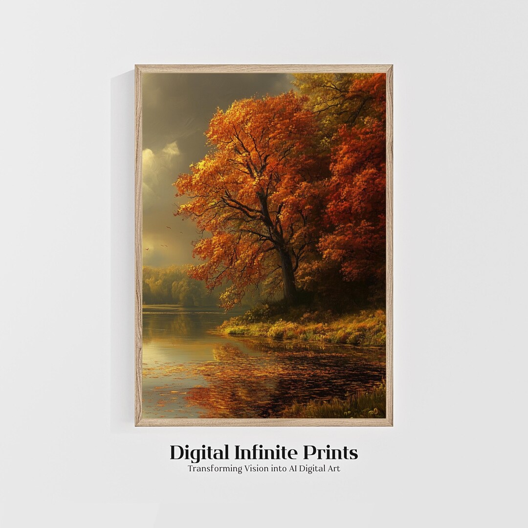 Autumn Lake Landscape Digital Download Print, Fall Forest Wall Art ...