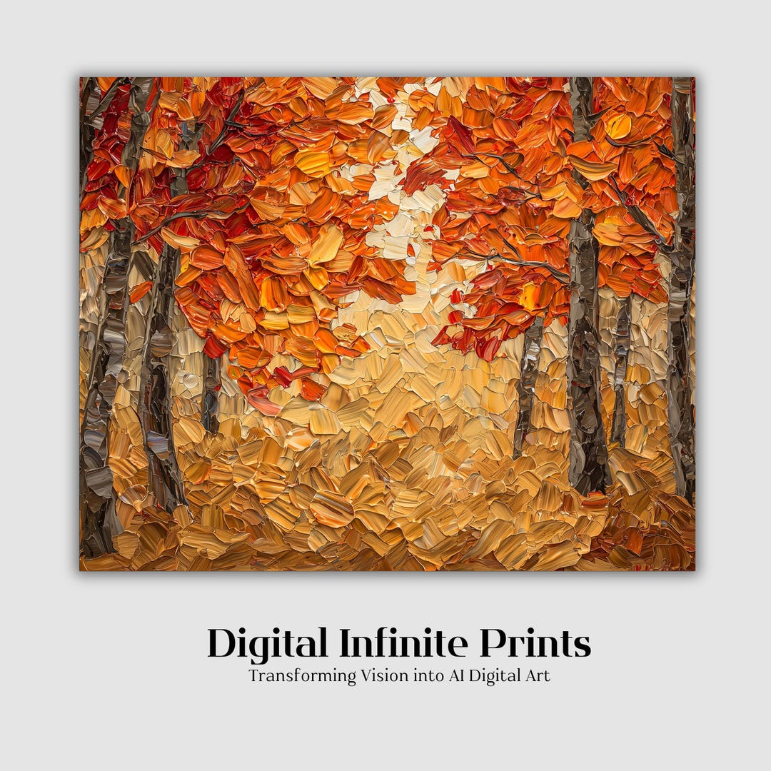 Autumn Forest Digital Download Art Print, Fall Tree Landscape Wall Art ...